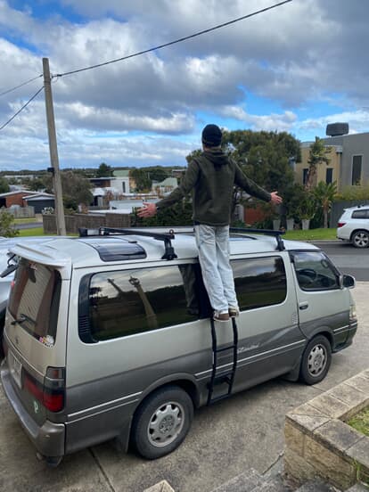 Ozroofracks 10x OZ147 Stainless Steel Gutter Ladder 147CM Toyota Hiace ...